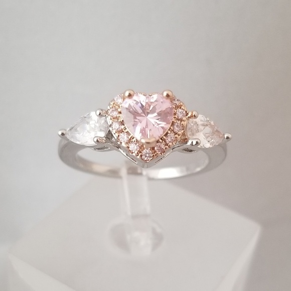 Jewelry | Sterling Pink Heart Ring With 18k Rose Gold | Poshmark